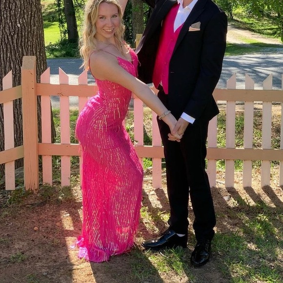 City Vibe | Dresses | Pink Sequences And Fringe Prom Dress | Poshmark